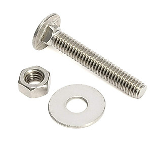 3/8-16 x 1-1/2" Carriage Bolts and Nuts Kit, Round Head Square Neck Screws, Stainless Steel 18-8 (304), 10 Sets