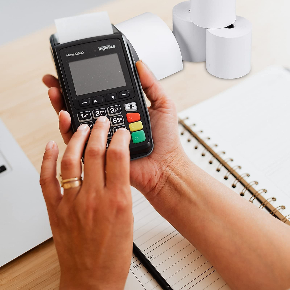 (50 Rolls) LabelMore 2 1/4" X 50' Thermal Paper Rolls, Credit Card Paper Rolls Thermal, Cash Register Roll, Premium Pos Thermal Printer Paper