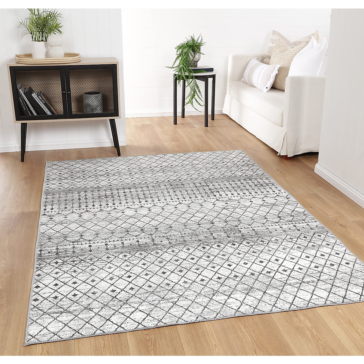 Home Culture Machine Washable Area Rug, Non-Shedding, Geometric Pattern Area Rug for Livingroom, Kitchen, Dining, Office, Low Pile, Pet Friendly Andre Rug, 6'6''x9'5''