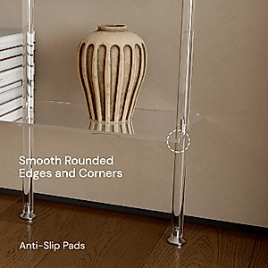 CRTERICX Narrow Acrylic Bookshelf, Wall Mounted, 6-Tier Clear Ladder Bookshelf with Open Shelves, Multipurpose Bookcase for Living Room, Bathroom, Office, Modern, 9.5" D x 29.5" W x 81.7" H