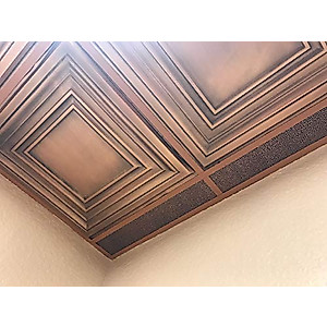 From Plain To Beautiful In Hours F07 Hammered Filler PVC 2' x 2' Lay-in or Glue-up Ceiling Tile (Covers / 100 sq.ft), Antique Copper, 25 Piece