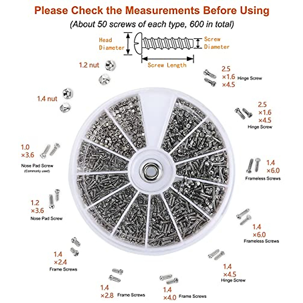 Eyeglass Repair Kit, PTSLKHN Sunglasses Repair Tool Kit with Eyeglass Screws, Precision Screwdriver Set, Tweezer and Nose Pads for Glasses and Watch Repair, Nose Pad Replacement