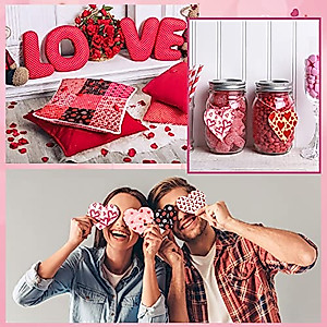 Fivebop 16/32 Pieces Valentine's Day Fabric, Romantic Heart Lip Love Print Fat Quarter Fabric 10" x 10" Square Quilting Patchwork Bundles for Wedding Anniversary DIY Crafts (16pcs-Style#01)