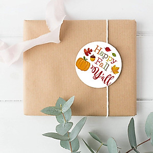 WRAPAHOLIC Happy Fall Y'all Stickers - Pumpkin Design for Holiday/Party Decoration and Gift Wrap - 2 x 2 Inch 500 Total Labels