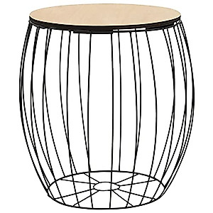 SLGSDMJ Vintage Coffee Table Set 3 Pieces Round Tabletop Furniture Side End Table with Metal Legs for Living Room, Bedroom, Office Poplar Plywood Iron