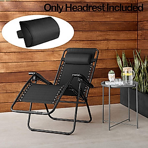 Zero Gravity Chair Set of 2 Replacement Pillow Headrest with Elastic Band, Universal Soft Removable Padded Cushion Head Pillow for Zero Gravity Lounge Chair, Folding Patio Lawn Recliner Chair, Black