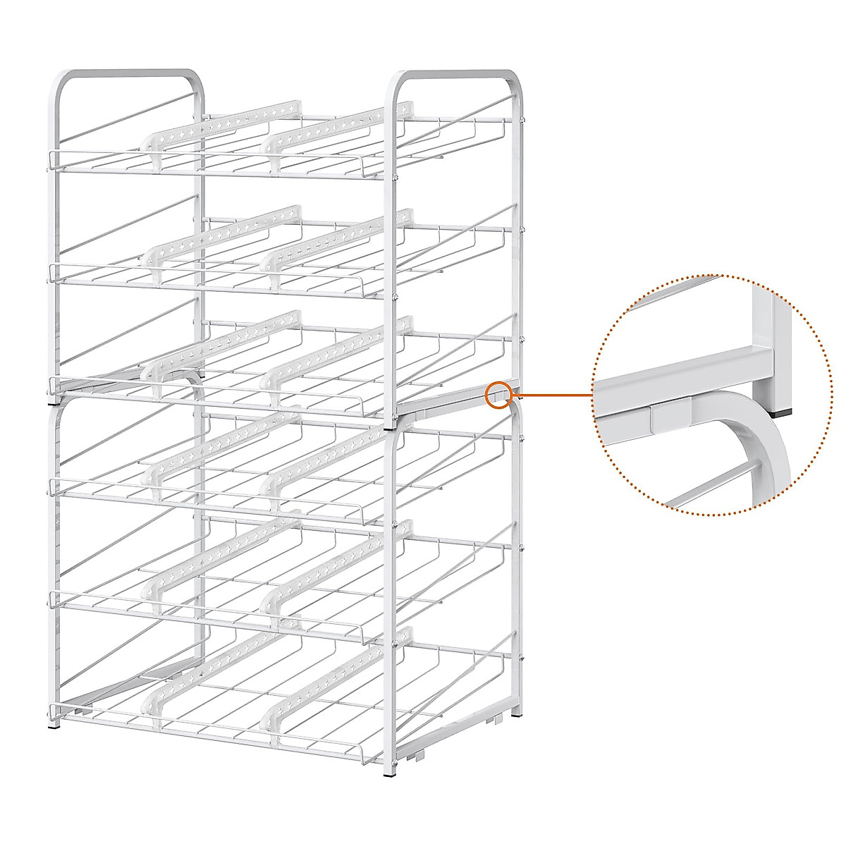 MOOACE Stackable Can Rack Organizer 2 Pack, Can Storage Dispenser for 72 Cans, Can Organizer for Pantry Kitchen Cabinet, White