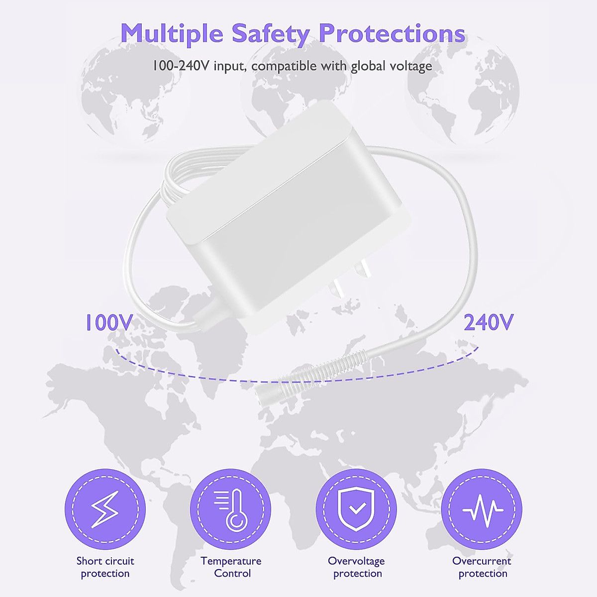for Braun Epilator Charger, Lnauy 12V Power Cord Compatible with Braun Silk-épil 5 7 9 Wet & Dry Epilator Hair 9-720 5328 Braun FaceSpa Pro 910 911 921 Part-No 81743351 Replacement 492-5214 Adapter