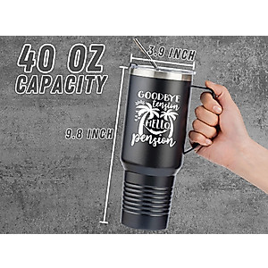 Onebttl Retirement Gifts for Men, Retirement Tumbler for Men 40oz Insulated Travel Cup with Handle, Retired Gifts for Dad, Grandpa, Friends, CoWorker (Black, Goodbye)