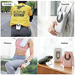 Mini Waist Clip on Fan,Waist Cooling Fan,Portable hands-free necklace and wrist fan with 15H Working Time, 3 Speeds Mode, and USB Rechargeable Battery Operated,for Home Office Outdoor Travel,（White）