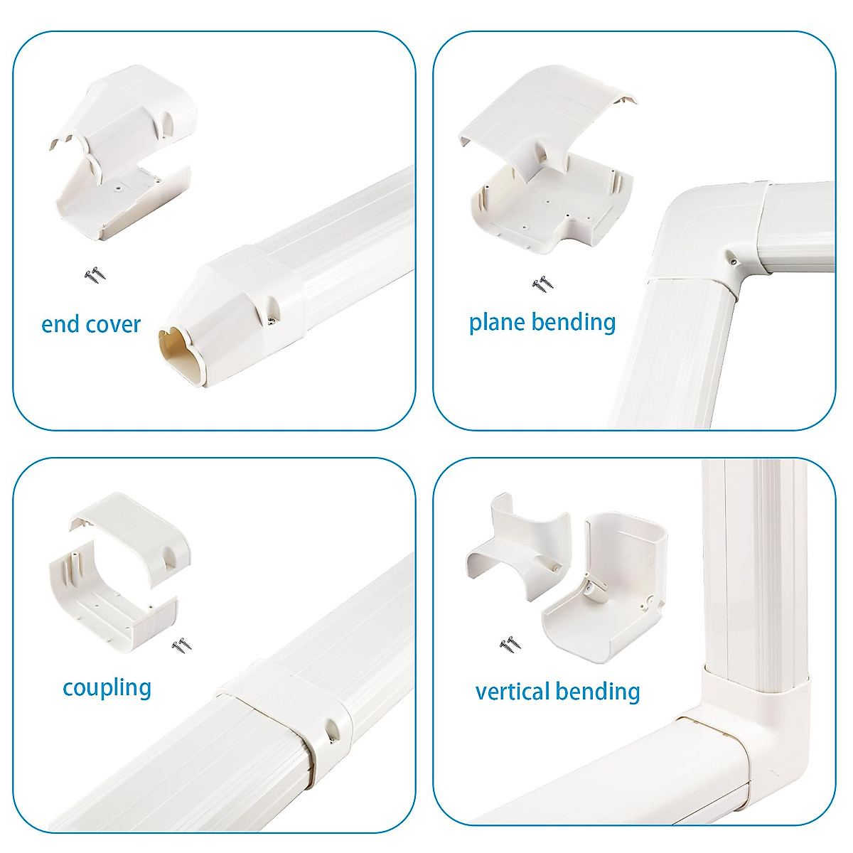 GUYAAC Mini Split Line Set Cover, Air Conditioner Decorative PVC Line Cover Kit, Suitable for Heat Pumps, 3-Inch W, 15Ft L