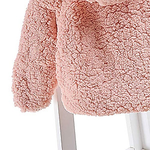 Aivtalk Baby Toodler Fuzzy Jacket Cute Hoodie Cotton Coat Winter Warm Outerwear (6-12 Months, Light Pink)