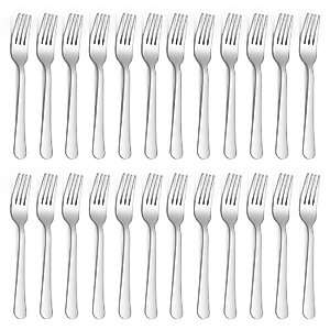 OPOLIA 24 Pieces Dinner Forks Set, Food Grade Stainless Steel Forks Silverware, Classic Elegant Design for Home,Kitchen or Restaurant,Dishwasher Safe，8 inch