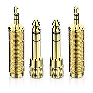 DIGITNOW Headphone Adapter 6.35mm (1/4 Inch) Male to 3.5mm (1/8 Inch) Female and 3.5 mm Male Plug to 6.35 mm Female Jack, Audio Stereo TRS Converter Adapters (4 -Pack Gold Plated)