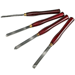 Mophorn Woodworking Lathe Chisel Set 8 Piece Set Lathe Chisel HSS Steel Blades Wood Turning Tools Wooden Case for Storage for Wood Carving Root Carving Furniture Carving Lathes Red