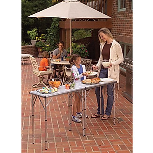 Coleman Pack-Away 4-in-1 Folding Table, Lightweight Outdoor Camping Table with 3 Adjustable Heights, Leveling Feet, & Securing Brackets; Great for Patio & Deck, Camping, Tailgating, & More