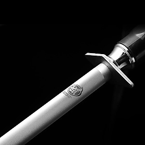 MITSUMOTO SAKARI 12 inch Japanese Diamond Honing Steel, Professional High Carbon Flat Knife Sharpener Rod, Kitchen Knife Sharpeners for Chef Knives, Honing Knife Blades, Pruning Shears