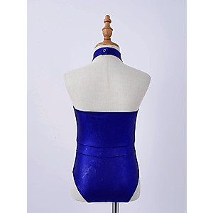 VernLan Kids Girls Sequins Sparkly Leotard Turtle Neck Ballet Dance Gym Bodysuit Jumpsuit Performance Costumes Royal Blue 8 Years