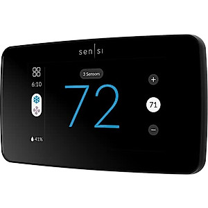 Sensi Touch 2 Black Smart Thermostat by Emerson with Touchscreen Color Display, Programmable, Wi-Fi, Mobile App, Easy DIY, Data Privacy, Works with Alexa, Energy Star Certified, ST76, C-Wire Required