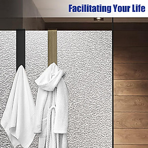 Braxen Shower Door Hooks 2-Pack - Stainless Steel Shower Towel Hook, Durable Shower Hooks for Towels, Rustproof Hanger for Frameless Glass Doors, black&bronze