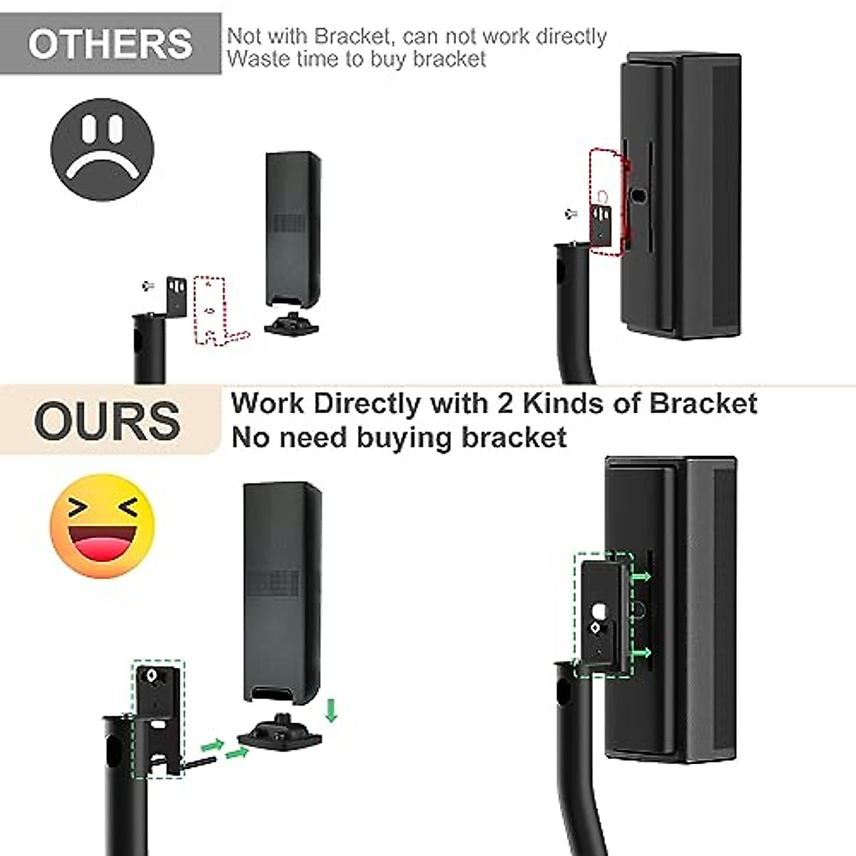 Adjustable Speaker Stand Pair for Bose Built in Cable Management wr Slideconnect Bracket, for UB-20, UFS-20 II, Lifestyle 600, CineMate II, Lifestyle SoundTouch, Acoustimass Series Bose Speaker Stands