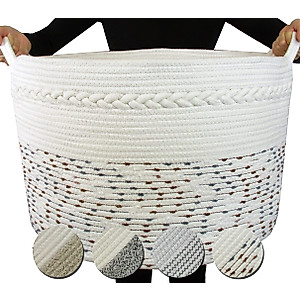 Blanket Holder for Living Room - Toy Baskets Storage Kids, XXL Big Basket 20"X14", Large Basket for Blankets Living Room, Blanket Bin, Baskets for Toys, Large Woven Baskets for Storage, Multicolor