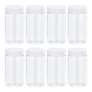 uxcell Round Plastic Jars with White Screw Top Lid, 8oz/ 250ml Wide-mouth Clear Empty Containers for Storage, Organizing, 10Pcs