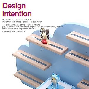 Tnvodejo Children's Shelf Compatible with Toniebox and Compatible with Tonies for Over 30 Figures - Wall Shelf for Music Box - for Playing and Collecting - for Children Baby Room (Blue)