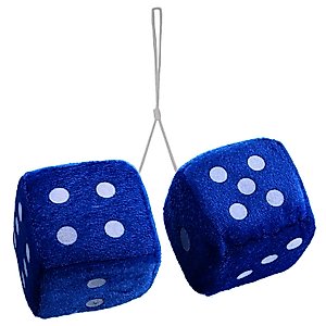 Vaygway Pair White and Blue Fuzzy Mirror Dice for Car – 3” Pair Blue and White Stylish Vintage Plush Decorative Hanging Mirror Fuzzy Dice for Car (Blue)