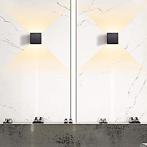 Mjsdjof Modern LED Wall Sconce, 6W Warm White 3000K Up and Down Lighting Fixture Lamps, Indoor Outdoor Waterproof Aluminum Wall Lamps for Living Room Bedroom Hallway Home Room Decor