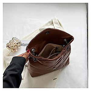 Womens Bag Fashion Leather Shoulder Bag Classic Women Bag Chain Shoulder Totes Handbag Winter Fashion Bags (Color : Black, Size : 12 * 7 * 4inch)