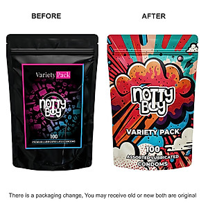 NottyBoy Condoms 100 Pack Variety Combo - 4IN1, Ultra Ribbed, Super Dotted, Contoured, Ultra Thin, Snug Fit, Extra Lubricated, Raised Dots and Multi Flavored Condom for Men