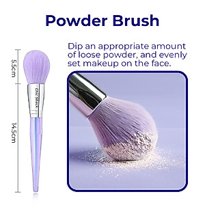 Crystal Makeup Brush Set Aurora Everyday Essentials Makeup Brush Set Face Powder Concealers Blush Eyeshadow Blending Brushes with Makeup Sponge & Powder Puff 7 Pcs