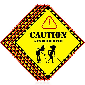 4 Pieces Over The Hill Gag Gifts Driver Car Magnet Elderly Driver Sticker Funny Car Magnets for Over The Hill Party Supplies Gags and Practical Joke Toys