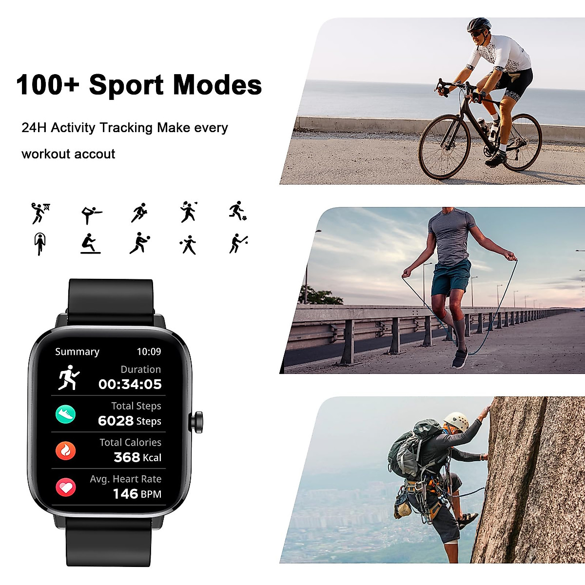 Smart Watch Full Touch Smart Watches for Android iOS Phones Compatible (Answer/ Make Call) Smart Fitness Tracker Watch for Women Man IP67 Waterproof Smartwatch with Sleep/Heart Rate/Blood Oxygen/Step