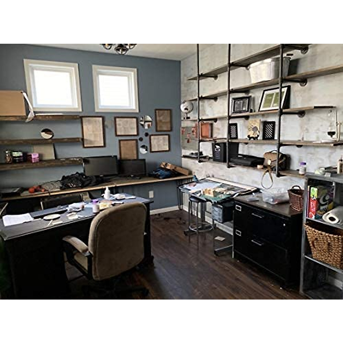 Industrial Retro Wall Mount iron Pipe Shelf,DIY Open Bookshelf,Hung Bracket,Home Improvement Kitchen Shelves,Tool Utility Shelves, Office shelves, bookshelves and bookcases (2Pcs)