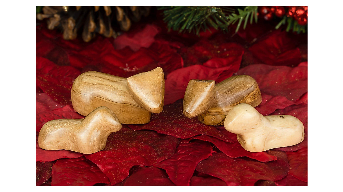 Unique Olive Wood Faceless Nativity Set from Bethlehem