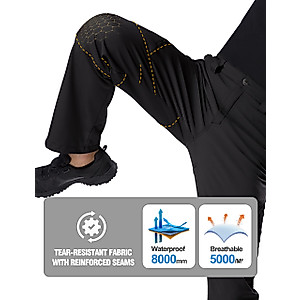 FREE SOLDIER Men's Fleece Lined Outdoor Cargo Hiking Pants Water Repellent Softshell Snow Ski Pants with Zipper Pockets (Black 32W x 30L)