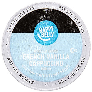 Amazon Brand - Happy Belly Cappuccino Coffee Pods Compatible with 2.0 K-Cup Brewers, French Vanilla Flavored, 24 Count
