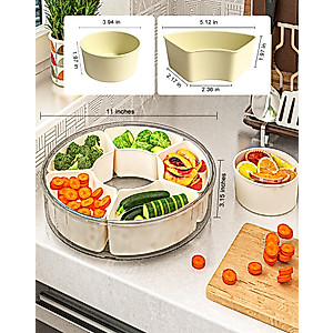 Unngeigei Rotating Divided Serving Tray with Lid and Handle
