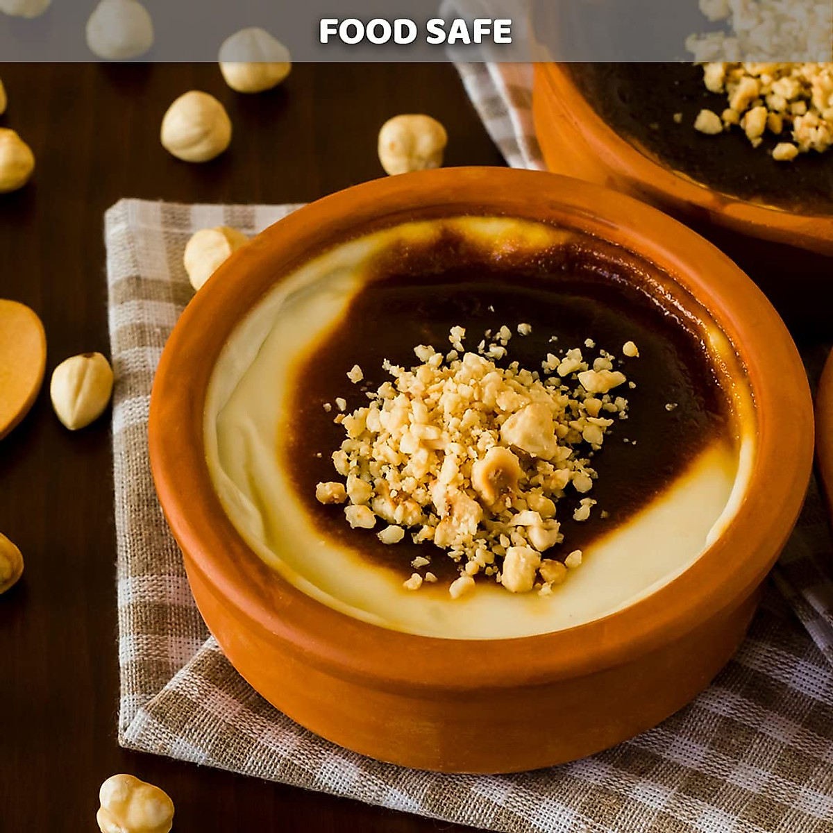 Handmade Clay Pot for Cooking Set of 4, Non-Toxic Large Terracotta Bowls, Clay Cookware for Mexican, Indian, and Korean Dishes, Glazed Earthen Dinnerware Suitable for Stovetop, 5.9 in