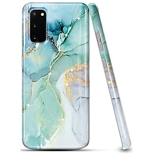 luolnh Galaxy S20 Marble Case - Shockproof Soft Silicone TPU Bumper Cover - Mint