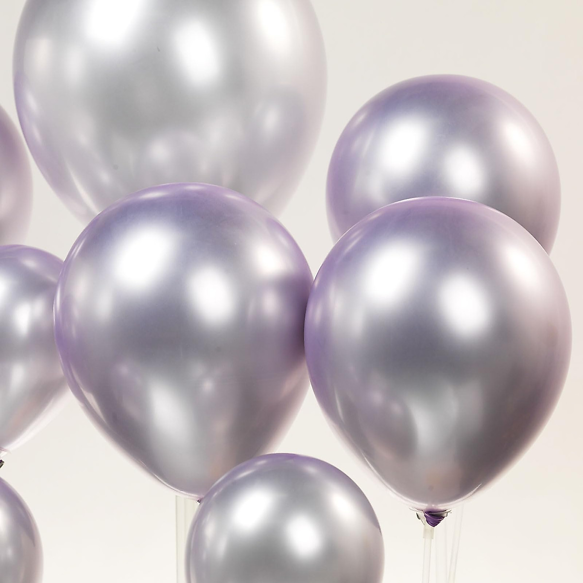 kozee Double-Stuffed Chrome light purple Balloons different sizes 60pcs 12/10/5 inch 2-layers pearl lilac balloon Garland kit For Birthday baby shower anniversary decorations Chrome Lilac