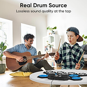 Electric Drum Set, 9 Drums Portable Practice Pad, Electronic Drum Kit with Built in Speakers, Drum Sticks, Headphone Out Jack, Christmas Birthday Gifts for Kids/Adults