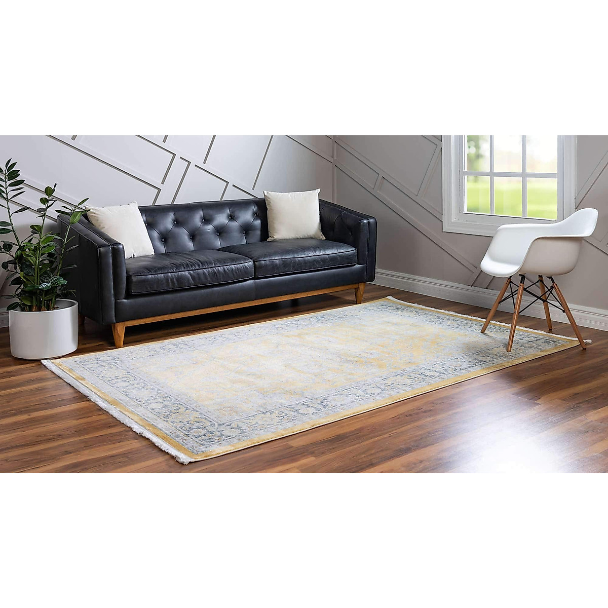 Unique Loom Baracoa Collection Area Rug - Prado (8' 4" x 10' Rectangle, Yellow/ Ivory)