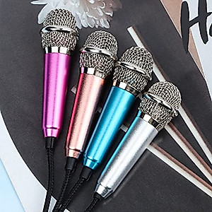 4Pcs Mini Microphone Mini Karaoke Microphone for Voice Recording, Portable Microphone Chatting and Singing Compatible with Smartphone iPhone, iPad, Laptop