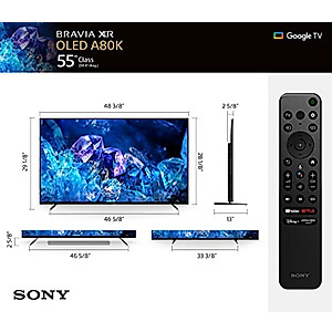 Sony 55 Inch 4K Ultra HD TV A80K Series: BRAVIA XR OLED Smart Google TV with Dolby Vision HDR and Exclusive Features for The Playstation® 5 XR55A80K- 2022 Model (Renewed)