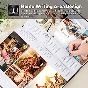 Photo Album 4x6 360 Photos with Memo, 4x6 Photo Album Leather Frame Cover, Acid Free Wedding Photo Album 4x6 with Writing Space for Wedding Kids Family Holiday Baby Engagement, Baby Photo Album, Black