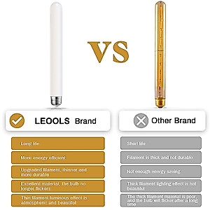 T10 LED Light Bulb 11.8inch E26 Base Matt Opal Porcelain Warm White 2700K Dimmable Edison 6W Led Tubular Bulb,500LM,60 Watt Equivalent,Outside Frosted Glass,for Cabinet Display Cabinet etc,4 Pack.