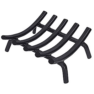 Fireplace Grate 14 Inch Solid Round Steel 3/4" Bar -Heavy Duty Wrought Cast Iron Indoor Outdoor Firewood Stove Log Holder Rack Wood Burning Fireplace Accessories, Camping, Chimney, Hearth Tools